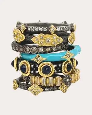 Armenta Diamond & 18k Gold Crivelli Stackable Ring - Blue