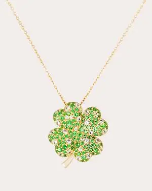 CAMPBELL + CHARLOTTE Green Sapphire & Juju Clover Pendant Necklace - Tsavorite