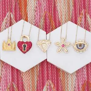 CAMPBELL + CHARLOTTE Ruby & Black Diamond 14k Gold Heart Locket Pendant Necklace