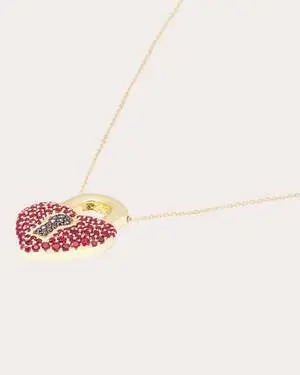 CAMPBELL + CHARLOTTE Ruby & Black Diamond 14k Gold Heart Locket Pendant Necklace