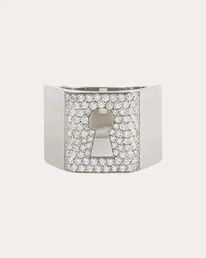 MYSTERYJOY Diamond And 18k White Gold Protection Ring - Silver