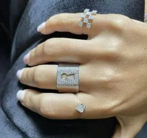 MYSTERYJOY Diamond And 18k White Gold Protection Ring - Silver