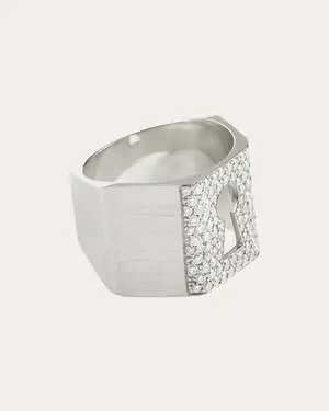 MYSTERYJOY Diamond And 18k White Gold Protection Ring - Silver