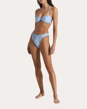 SEAQUELLE SWIM Lake Floral Ruffle Underwire Balconette Bikini Top
