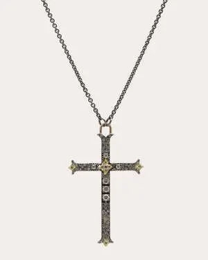 Armenta Diamond And Two-tone Crivelli Cross Pendant Necklace - Silver