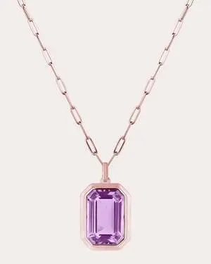 Goshwara Lavender Amethyst And 18K Rose Gold Pendant Necklace Purple