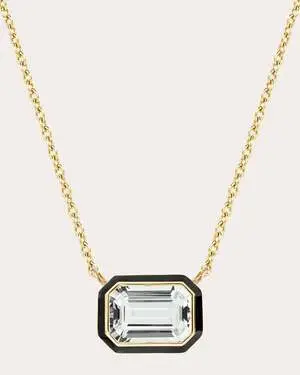 Goshwara Crystal & Enamel Pendant Necklace - Black