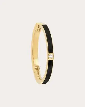 MYSTERYJOY Diamond And Enamel Hoop Earring - Gold