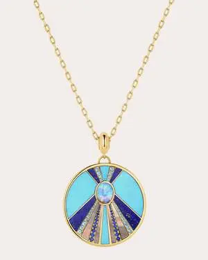 JENNIFER DEMORO 18k Gold Sun Stone Pendant Necklace