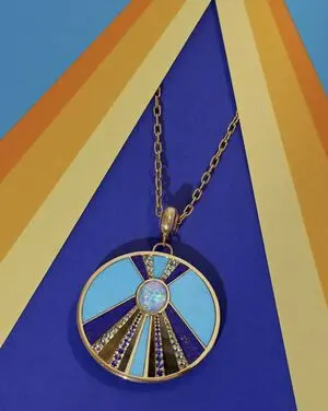 JENNIFER DEMORO 18k Gold Sun Stone Pendant Necklace