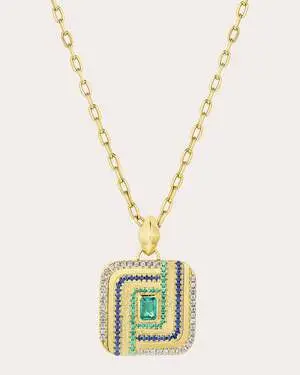 JENNIFER DEMORO Emerald And Sapphire Pendant Necklace - Multicolor