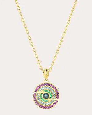 JENNIFER DEMORO Blue Tourmaline & Amethyst Thea Pendant Necklace - Multicolor