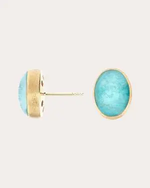 NANIS ITALIAN JEWELS Amazonite & 18k Gold Boules Stud Earrings