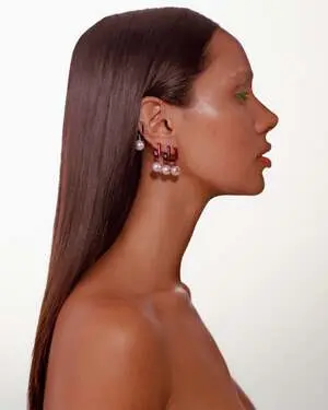 EERA Pearl & Diamond Mini Octagon Hoop Earring