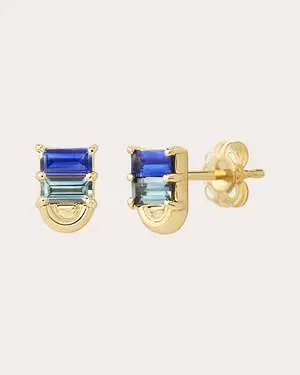 PARKFORD Sapphire And 14k Gold Mini Stud Earrings - Multicolor