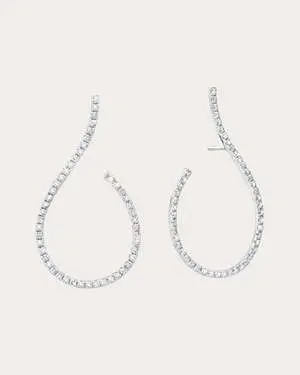 GRAZIELA Diamond And 18k White Gold Swirl Earrings - Silver