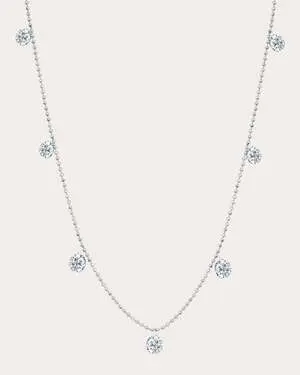 GRAZIELA Diamond And 18k White Gold Floating Station Necklace - Silver