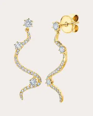 GRAZIELA Diamond And 18k Gold Drop Earrings - Silver