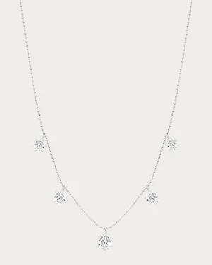 GRAZIELA Diamond And 18k White Gold Floating Station Necklace - Silver