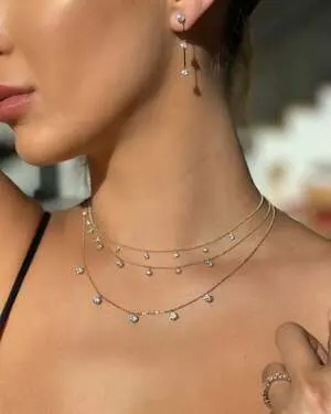 GRAZIELA Diamond And 18k White Gold Floating Station Necklace