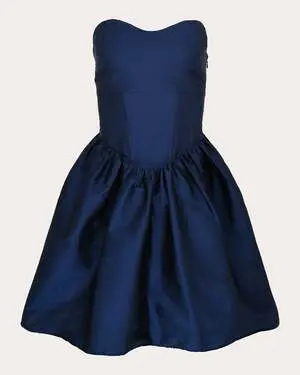 Azeeza Naina Gathered Taffeta Strapless Mini Dress - Blue