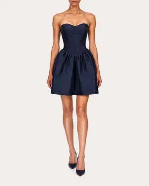 Azeeza Naina Gathered Taffeta Strapless Mini Dress - Blue