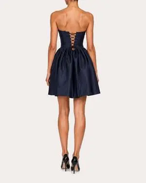 Azeeza Naina Gathered Taffeta Strapless Mini Dress - Blue