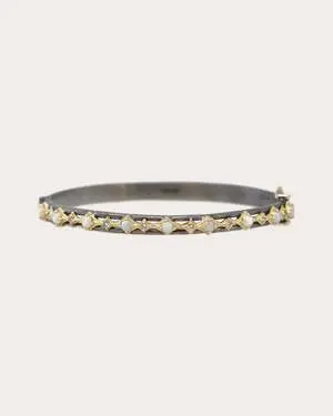 Armenta Morganite & Opal Blackened Two-tone Crivelli Bangle - Silver