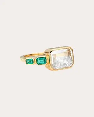 Moritz Glik Diamond 18k Gold Bala Shaker Ring - Emerald