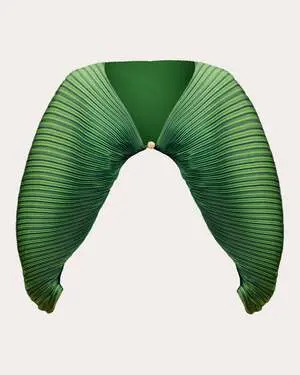 ANDREA IYAMAH Balu Stripe Satin Pleated Crop Top