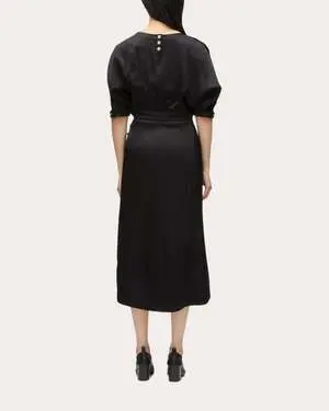 3.1 Phillip Lim Fluid Satin Knotted Drape Midi Dress