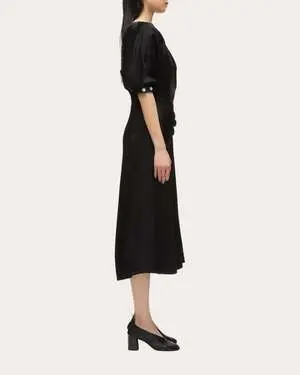 3.1 Phillip Lim Fluid Satin Knotted Drape Midi Dress