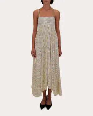 Azeeza Rachel Polka Dot Gathered Midi Dress - Multicolor