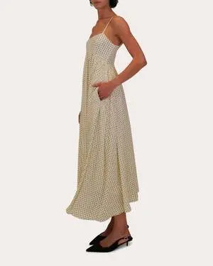 Azeeza Rachel Polka Dot Silk Empire Midi Dress - Multicolor