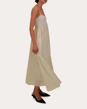 Azeeza Rachel Polka Dot Silk Empire Midi Dress - Multicolor