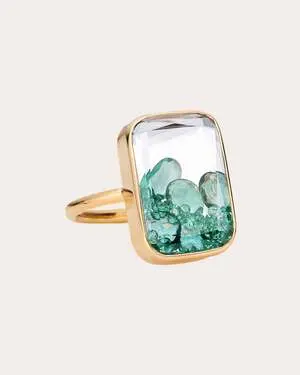 Moritz Glik Emerald & 18k Ten Fourteen Shaker Ring - White