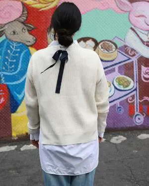 EOLAS Cotton Cashmere Bow Sweater