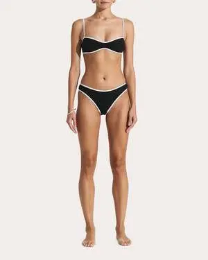 SEAQUELLE SWIM Ribbed Mid-rise Bikini Bottoms