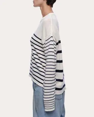 EOLAS Nic Stripe Cotton Cashmere Sweater