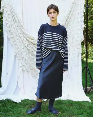 EOLAS Nic Stripe Cotton Cashmere Sweater