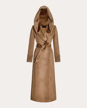 Sentaler Suri Alpaca Hooded Maxi Wrap Coat - Brown