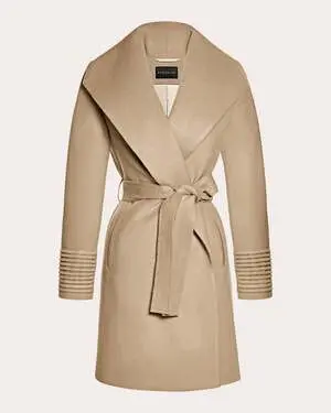 Sentaler Baby Alpaca Shawl Collar Wrap Coat - Camel