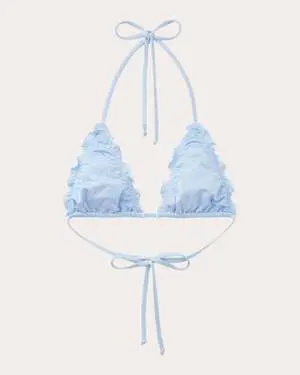 SEAQUELLE SWIM Sea Frilled Triangle Bikini Top - Blue