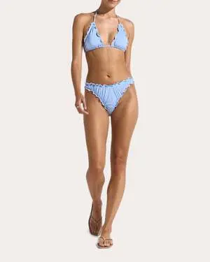 SEAQUELLE SWIM Sea Frilled Triangle Bikini Top