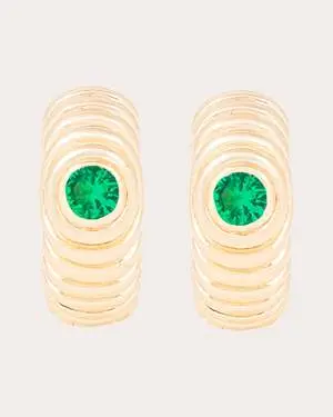 CAMPBELL + CHARLOTTE Tsavorite & 14k Ribbed Hoop Earrings