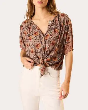 Natalie Martin Violet Floral Button-up Top