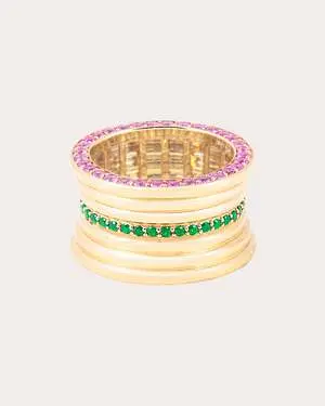 CAMPBELL + CHARLOTTE Garnet And Tsavorite 14k Revel Cigar Band Ring - Gold
