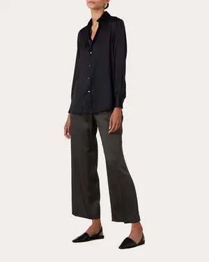 WITH NOTHING UNDERNEATH Boyfriend Silk Satin Shirt