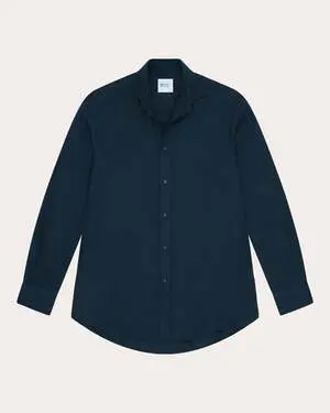 WITH NOTHING UNDERNEATH The Boyfriend Linen Shirt - Blue
