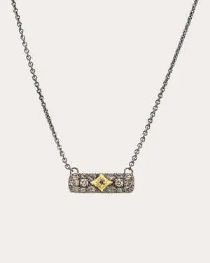 Armenta Diamond & Blackened Two-tone Crivelli Bar Necklace - Silver
